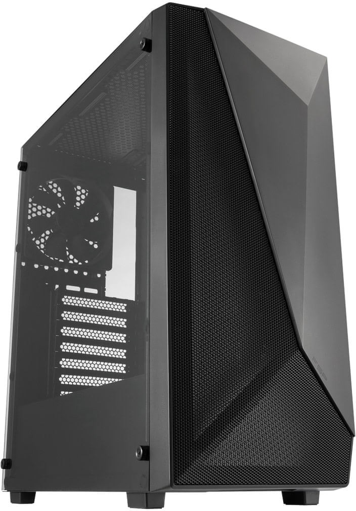 FSP CMT195 Tempered Glass Mesh Front Black Steel ATX Mid-Tower Desktop ...