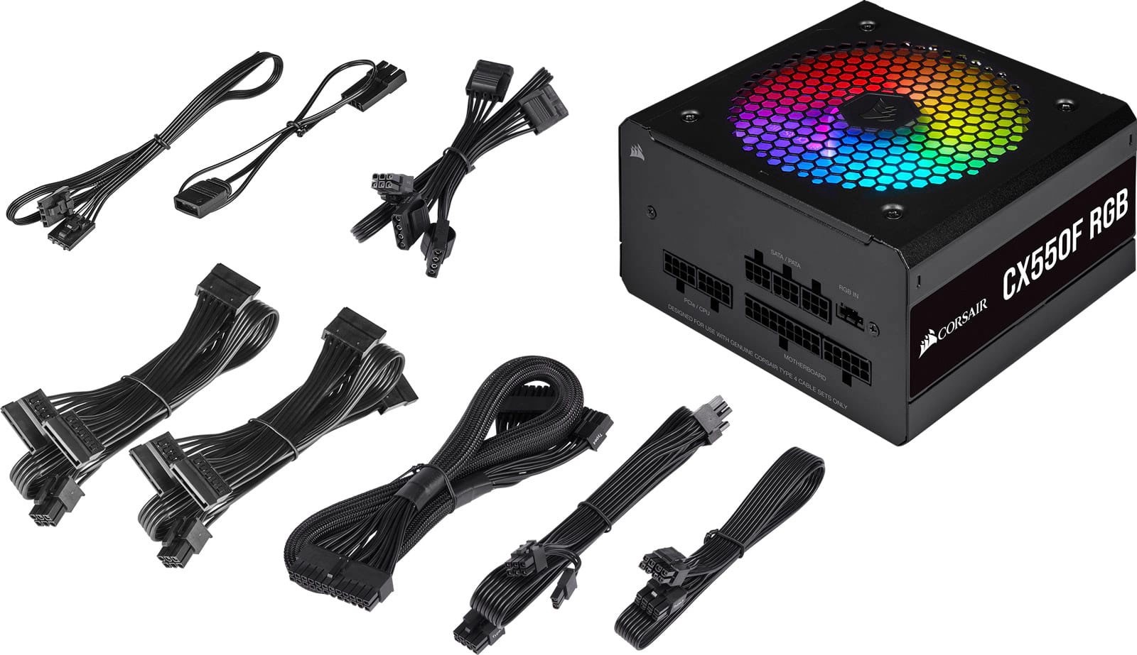 Corsair CP-9020216 CX550F RGB 550W 80 Plus Bronze Certified Fully ...