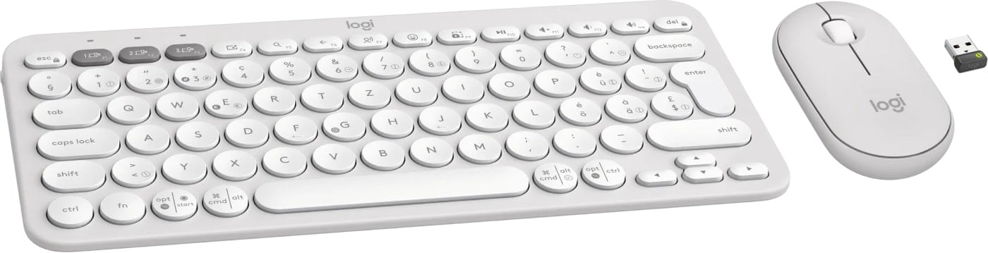 Logitech 920-012240 Pebble 2 Tonal White Wireless Keyboard & Mouse ...
