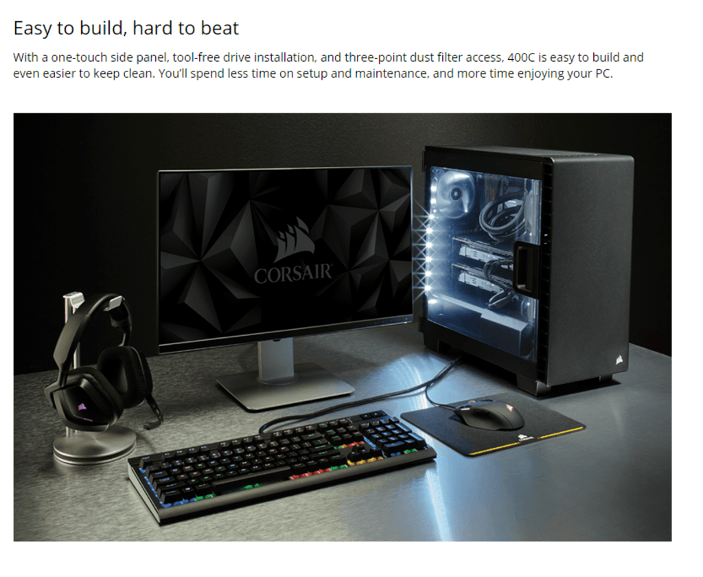 Corsair CC-9011081-WW Carbide 400C Clear Full Size Windowed Side Panel ...
